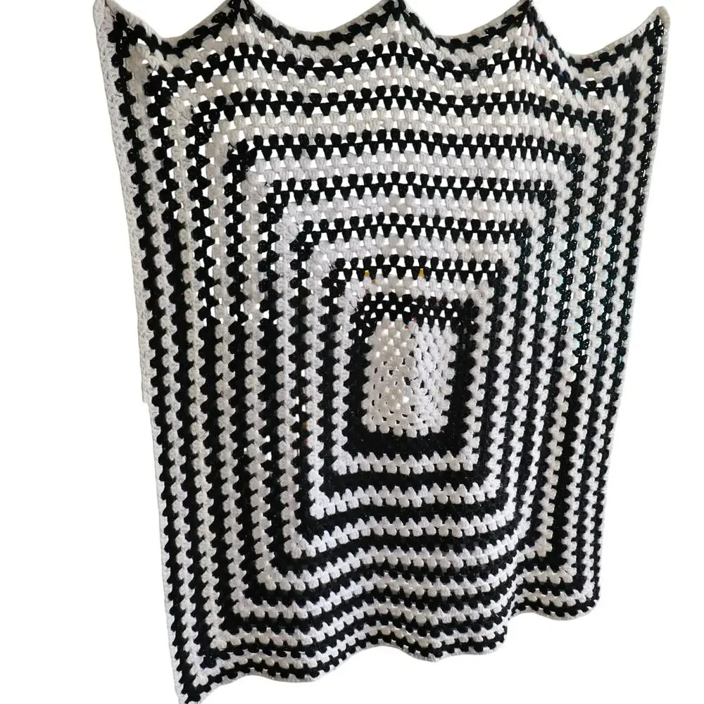 Handmade | Bedding | Handmade Black White Crochet Granny Square Throw ...